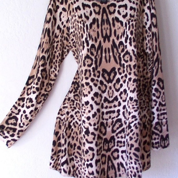 Sweaters | Fun Leopard Print Asymetrical Rayon Knit Tunic New | Poshmark